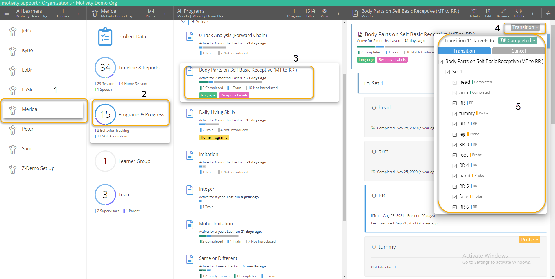 Manually Transitioning Multiple Targets at Once